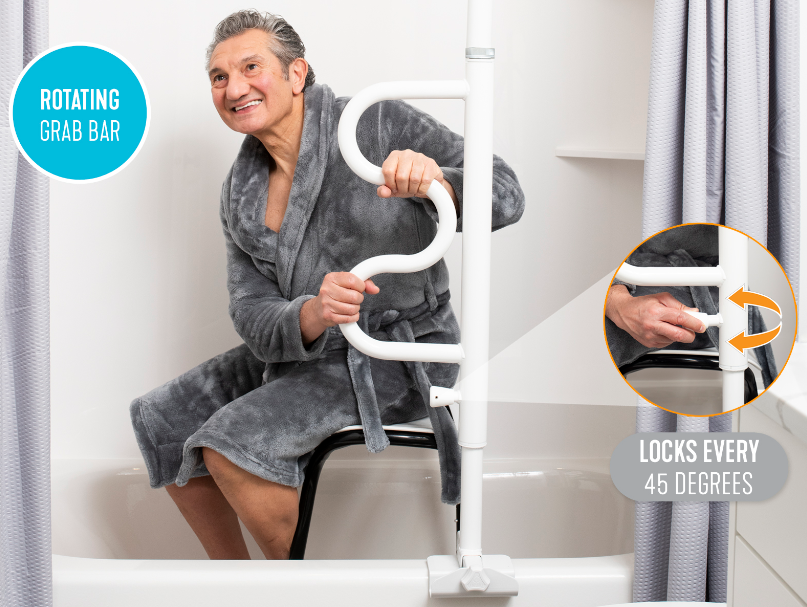 Bathtub Clamp Security Pole & Curved Grab Bar – Performance Mobility ...